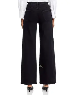 Kobi Halperin Lyla Beaded Floral Wide Leg Jeans