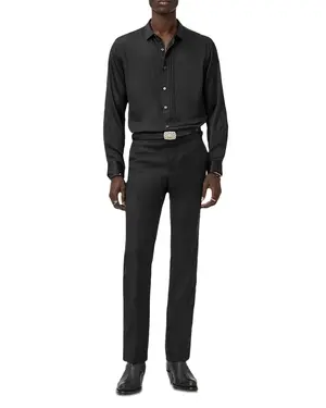 John Varvatos Albany Button Front Silk Shirt - Black