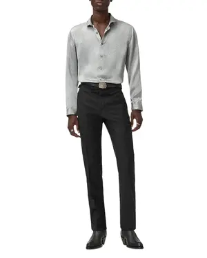John Varvatos Orchard Button Front Silk Shirt - Silver