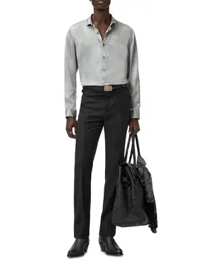 John Varvatos Orchard Button Front Silk Shirt - Silver
