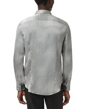 John Varvatos Orchard Button Front Silk Shirt - Silver