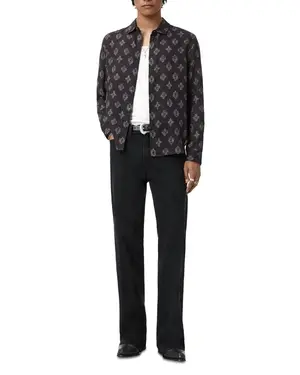 John Varvatos Ross Slim Fit Printed Button Front Shirt - Plum