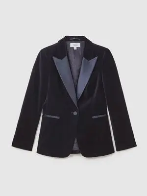 REISS Verda Petite Velvet Tuxedo Blazer