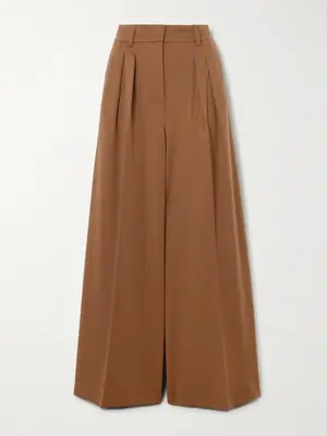 Max Mara Natale Pleated Wool-jersey Wide-leg Pants