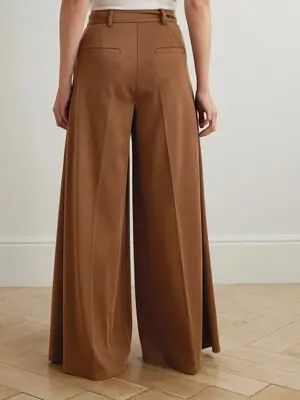 Max Mara Natale Pleated Wool-jersey Wide-leg Pants