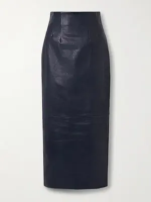 Khaite Loxley Leather Maxi Skirt - Blue