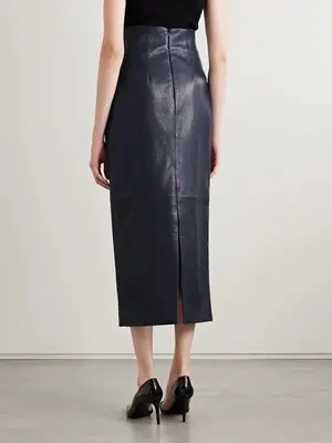 Khaite Loxley Leather Maxi Skirt - Blue