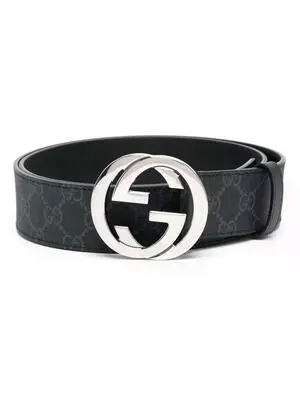 Gucci Gg Supreme Canvas Belt - Black