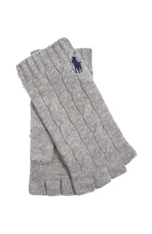 Polo Ralph Lauren Cable-knit Fingerless Gloves - Soft Grey