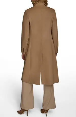 Donna Karan New York Tailored Double Breasted Wool Blend Coat - Camel