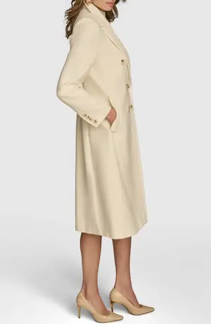 Donna Karan New York Tailored Double Breasted Wool Blend Coat