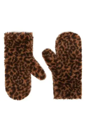 Max Mara Leopard Print Alpaca Mittens - Beige