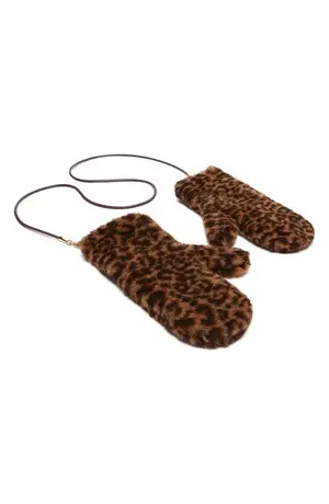 Max Mara Leopard Print Alpaca Mittens - Beige