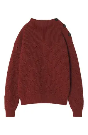 LANVIN Wool Sweater With Diamond Detail - Chestnuts