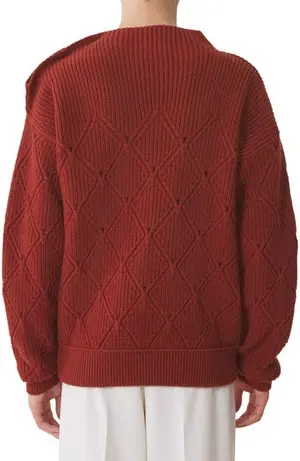 LANVIN Wool Sweater With Diamond Detail - Chestnuts