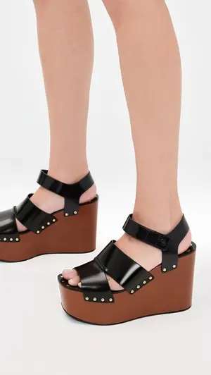 Tory Burch Studded Platform Wedges