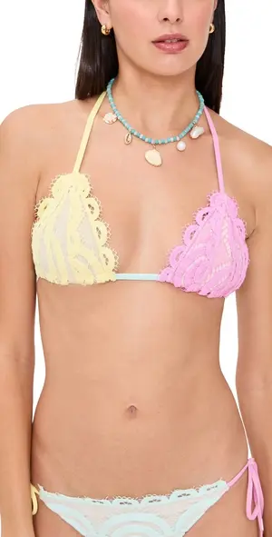 PQ Lace Triangle Bikini Top - Sweet Pea