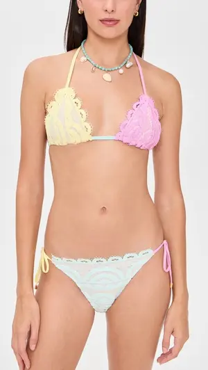 PQ Lace Triangle Bikini Top - Sweet Pea