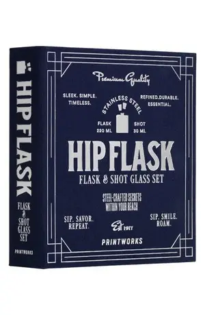 PRINTWORKS Hip Flask & Shot Glass Set