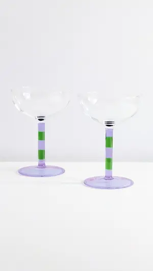 FAZEEK Striped Coupe Glasses Set Of 2