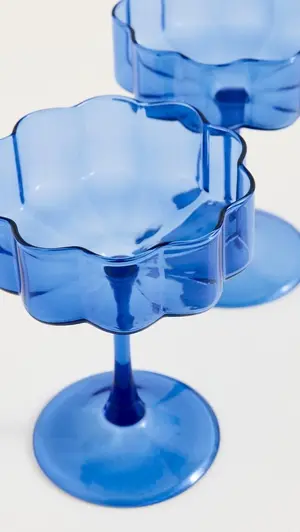 FAZEEK Wave Coupe Glasses Set Of 2 - Blue
