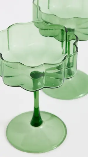 FAZEEK Wave Coupe Glasses Set Of 2 - Green