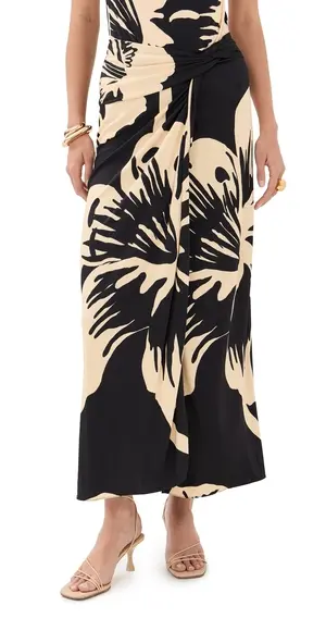 Johanna Ortiz Floral Print Ankle Skirt - Black / Ecru