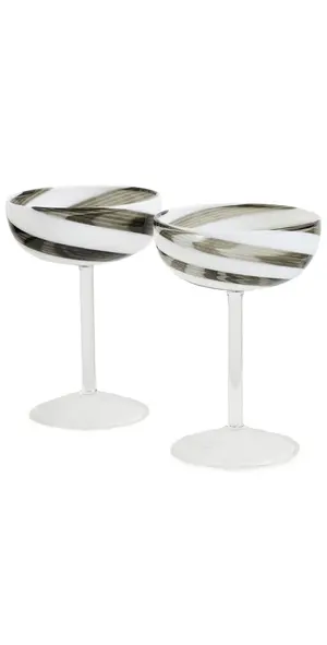 FAZEEK Swirl Coupe Glasses Set Of 2 - Black/white