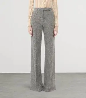 Valentino Garavani Wool-blend Speckled Wide-leg Trousers