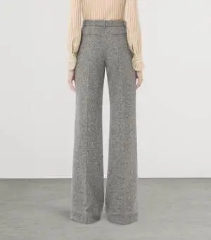 Valentino Garavani Wool-blend Speckled Wide-leg Trousers