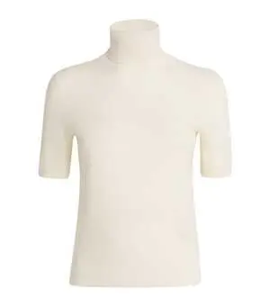 Eleventy Cashmere Rollneck Short-sleeve Sweater