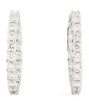Harrods Medium Diamond Hoop Earrings - White