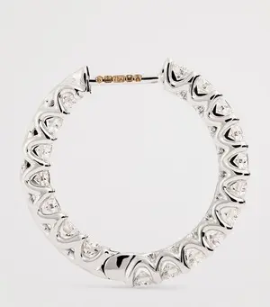 Harrods Medium Diamond Hoop Earrings - White