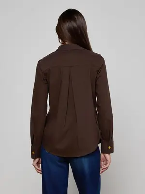 L'Agence Ellery Poplin Shirt - Coffee Bean