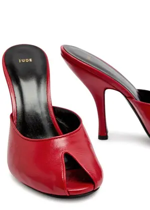 JUDE Date 105 Peep-toe Leather Mules - Red