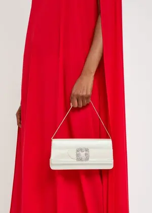 Manolo Blahnik Gothisi Embellished Satin Clutch - Ivory