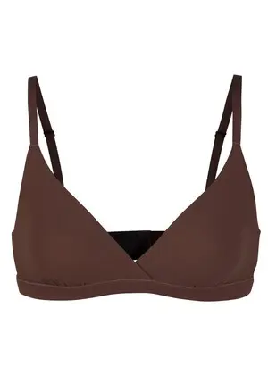SKIMS Stretch-jersey Crossover Bralette - Brown