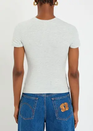 SKIMS Stretch-cotton T-shirt - Light Grey