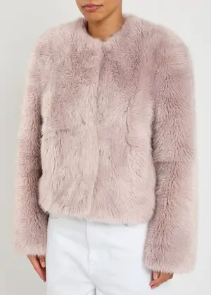 STAND STUDIO Halle Faux Fur Jacket - Light Pink