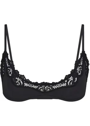 SKIMS Lace-trim Stretch-jersey Scoop Bralette - Black