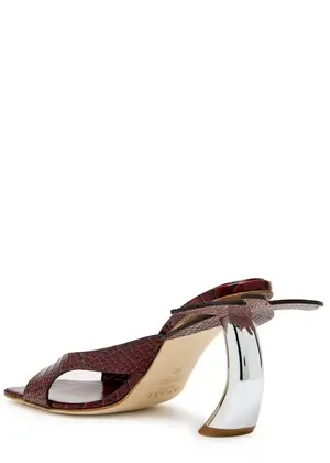 A.W.A.K.E. Mode Chiara 90 Palm Tree Leather Mules