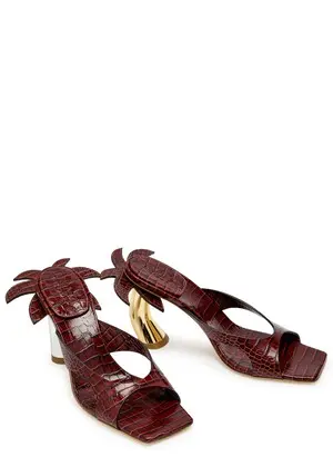 A.W.A.K.E. Mode Chiara 90 Palm Tree Leather Mules