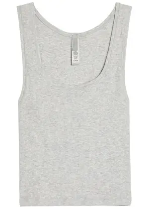 SKIMS Ribbed Stretch-cotton Tank - Light Grey