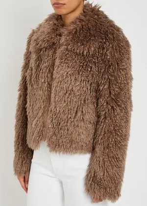 STAND STUDIO Zaylee Faux Fur Jacket - Beige