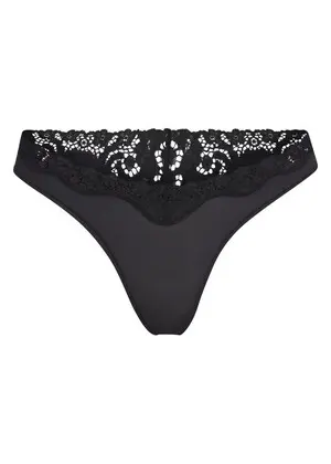 SKIMS Stretch-jersey Lace Trim Thong - Black