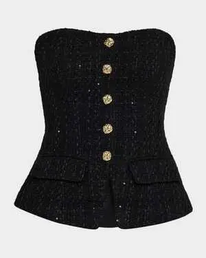 Generation Love Quinn Strapless Tweed Vest - Black