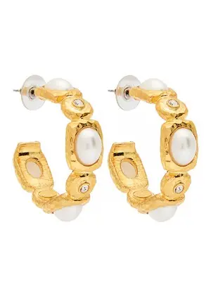 KENNETH JAY LANE 22kt Gold-plated Hoop Earrings - Pearl