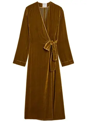 FORTE_FORTE Velvet Midi Wrap Dress