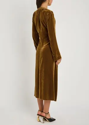 FORTE_FORTE Velvet Midi Wrap Dress