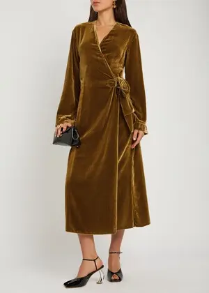FORTE_FORTE Velvet Midi Wrap Dress